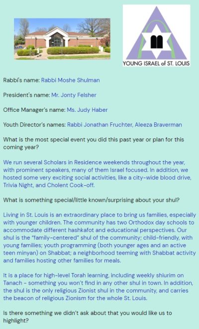 Branch Profiles - National Council of Young Israel